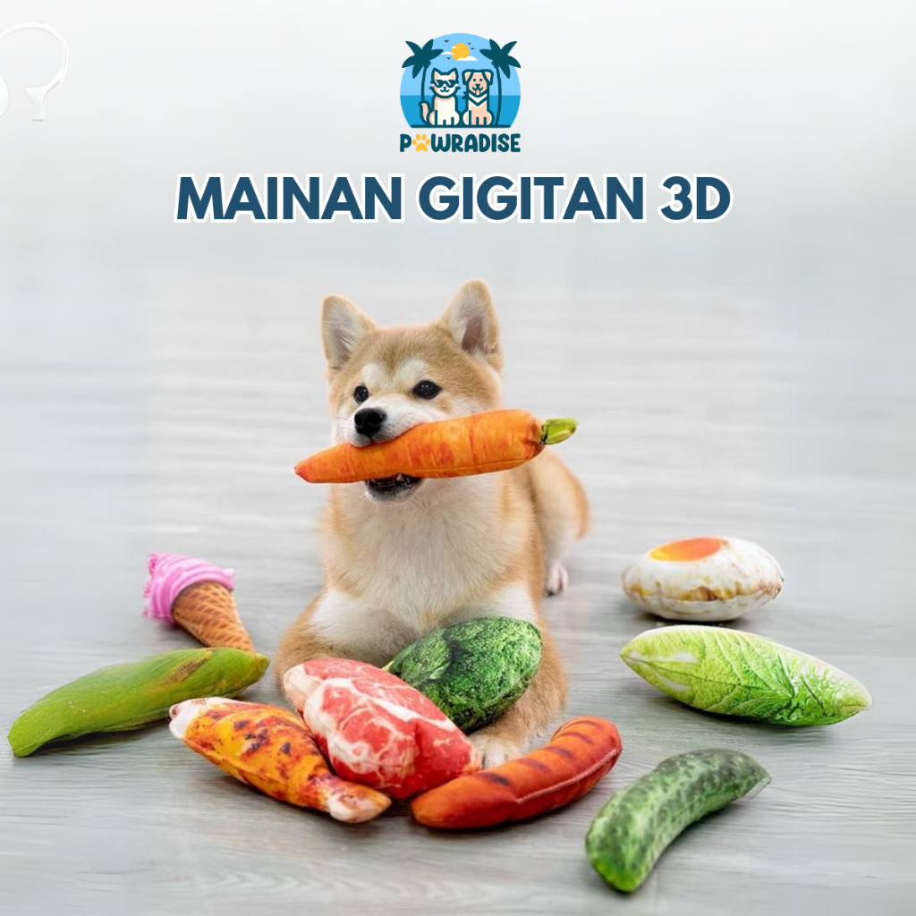 Jual Mainan boneka 3D anjing / kucing l Mainan Bola Gigit Hewan ...