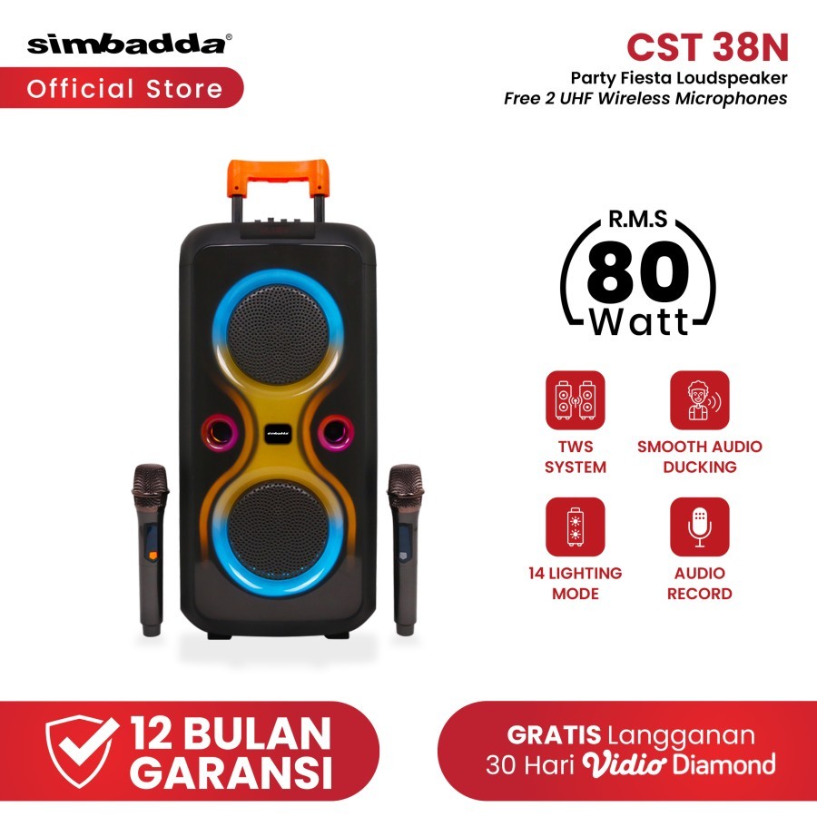 Jual Speaker Simbadda CST 38N Trolley Speaker Karaoke Bluetooth Mega ...