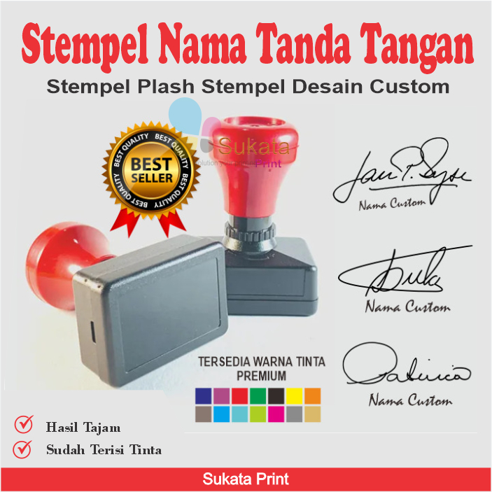 Jual Cetak Stempel Nama Tanda Tangan | Cetak Stempel Custom Flash Otomatis | Shopee Indonesia