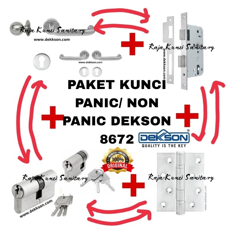 Jual Paket Kunci Pintu Besi 8672 Dekson/ Pintu Emergency/ Panic/ Non ...