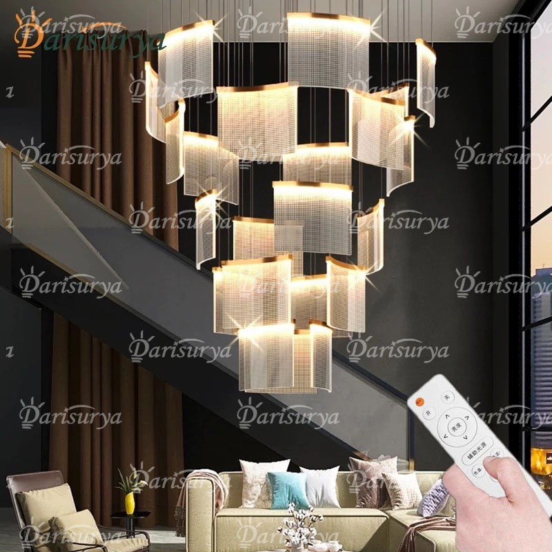 Jual Lampu Gantung Panjang Tangga Vila Ring Modern Minimalis Akrilik ...