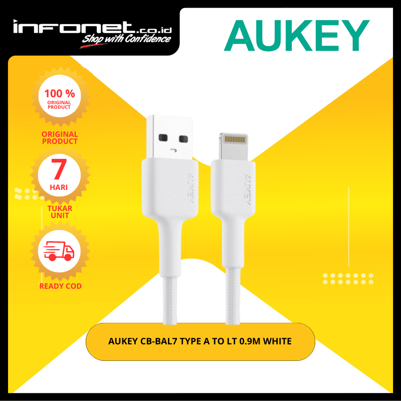 Jual AUKEY CABLE CB-BAL7 TYPE A TO LT 0.9M | Shopee Indonesia