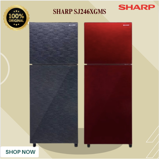 Jual KULKAS SHARP 2 PINTU SJ246XGMS Borderless Glass Door 205L/ SJ-246XGMS/SJ 246XGMS/ORIGINAL ...