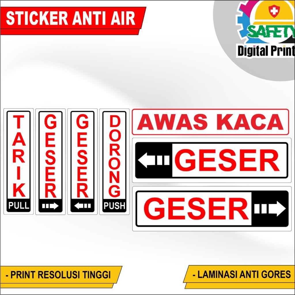 Jual STIKER AWAS KACA STIKER DORONG PINTU/GESER PINTU STICKER RAMBU ...