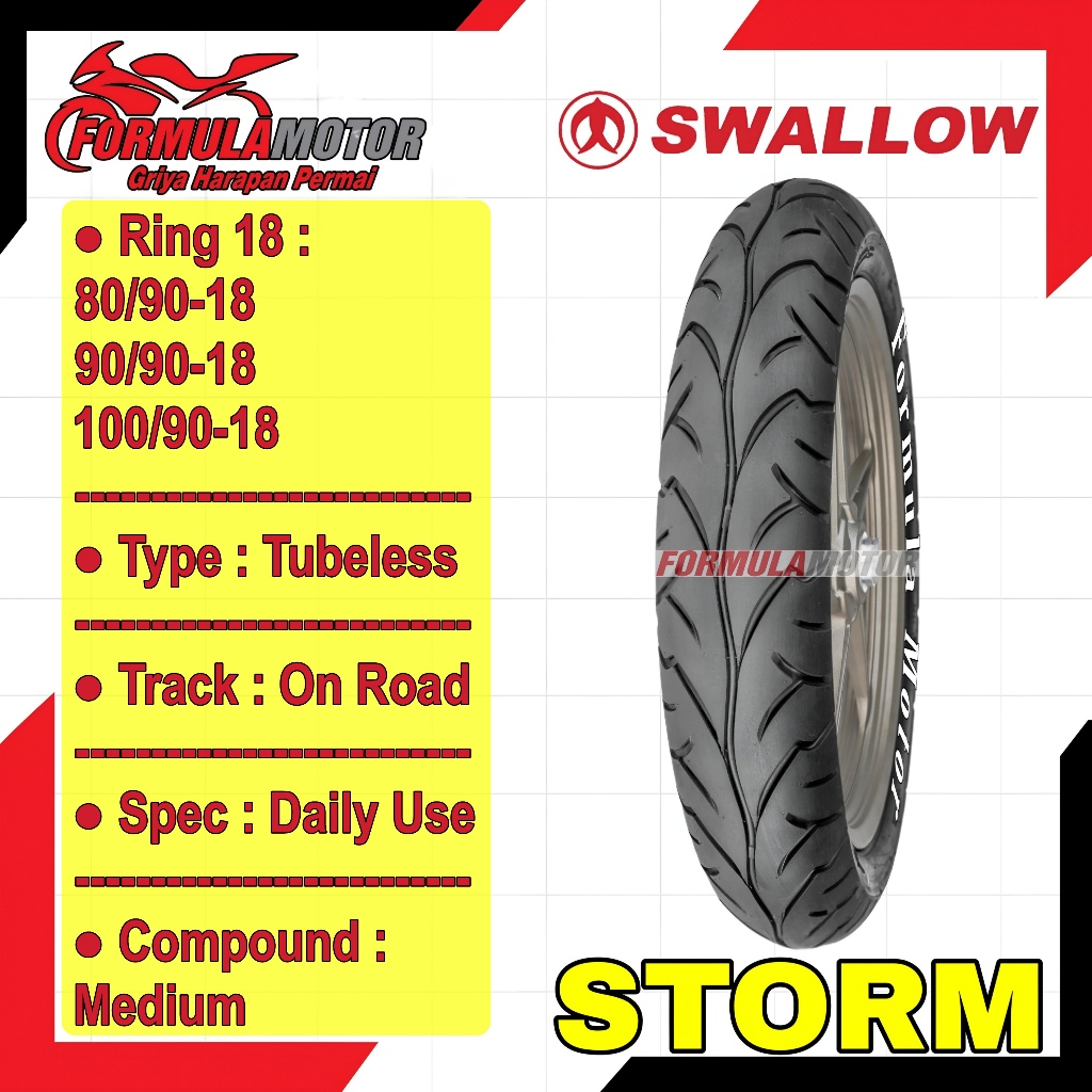Jual Swallow Storm Ring 18 Tubeless All Size - Ban Motor Tubles SB106 ...