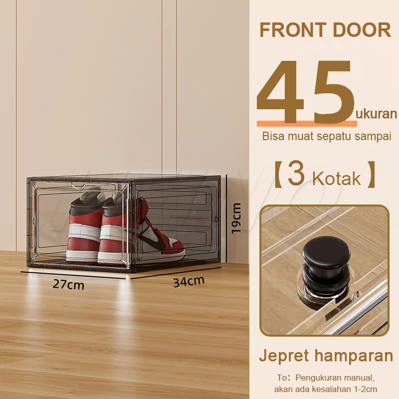 Jual HEINO Kotak Sepatu Lipat Transparan Tebal Shoes Storage Box ...
