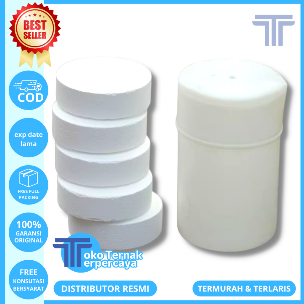 Jual KAPORIT TABLET BESAR TCCA 90% 1 KG - Chlorine Tablet Obat Kolam ...