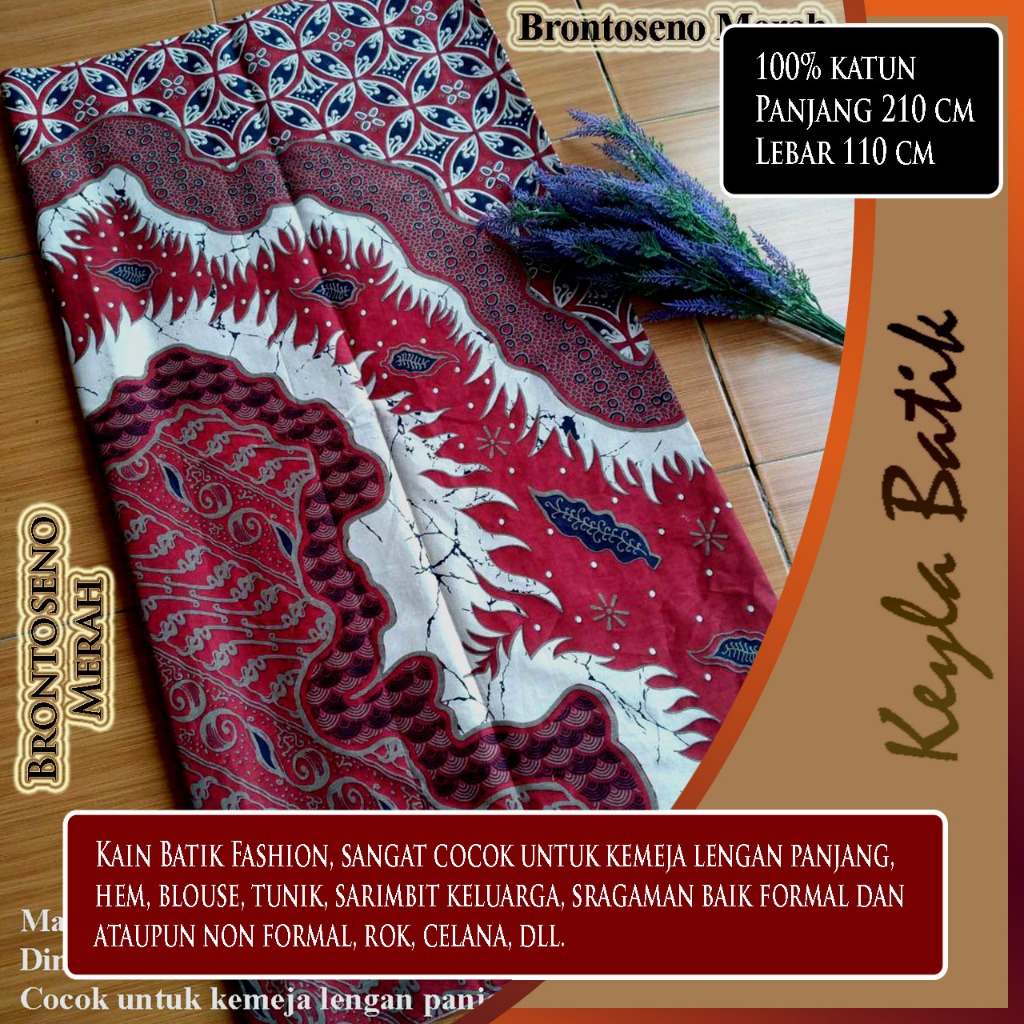 Jual Kain Batik Pekalongan Kain Batik Bahan Katun Printing Kain Panjang Motif BRONTOSENO ...