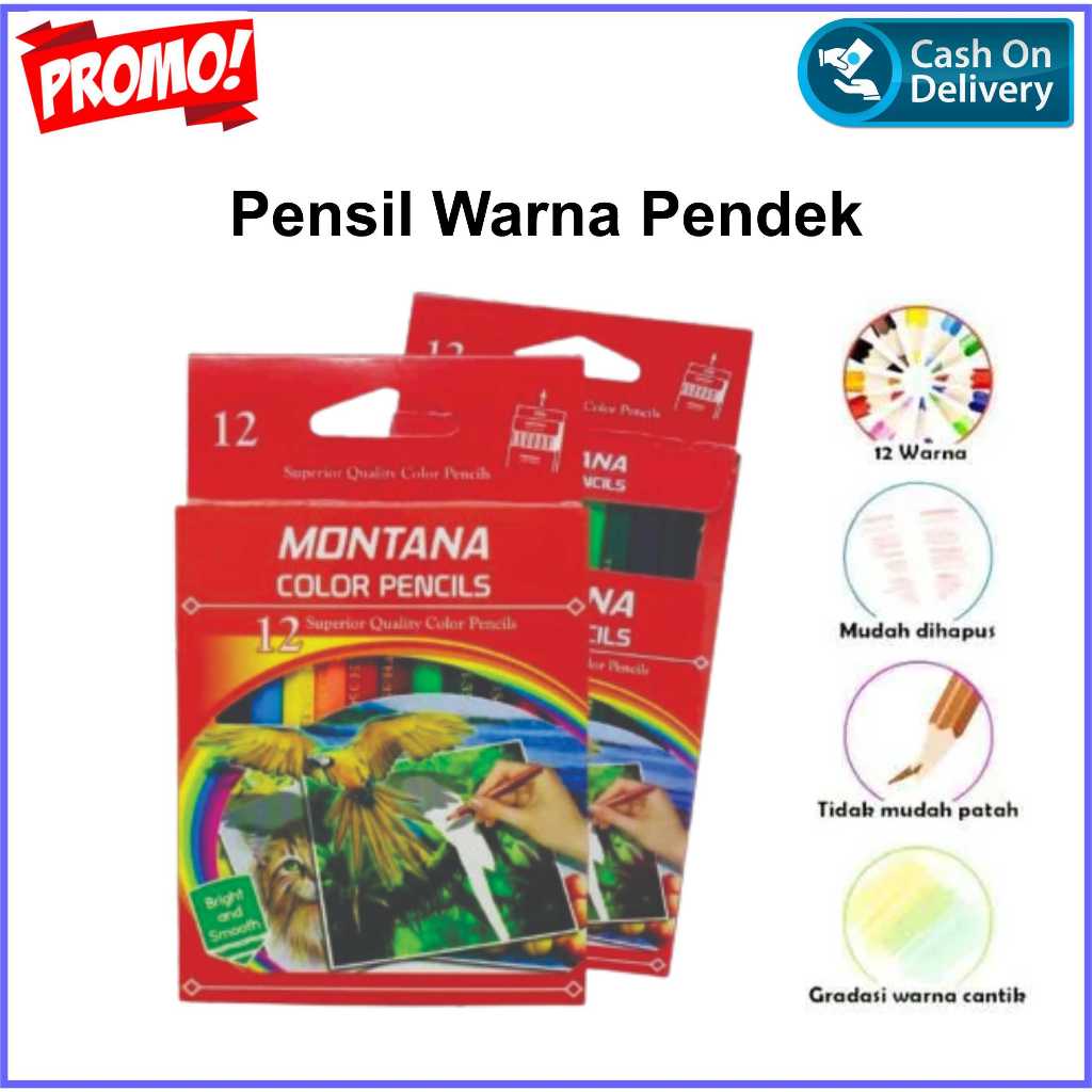 Jual 1 pak (isi 12 warna) Pensil Warna Pendek Mini Montana / Color ...