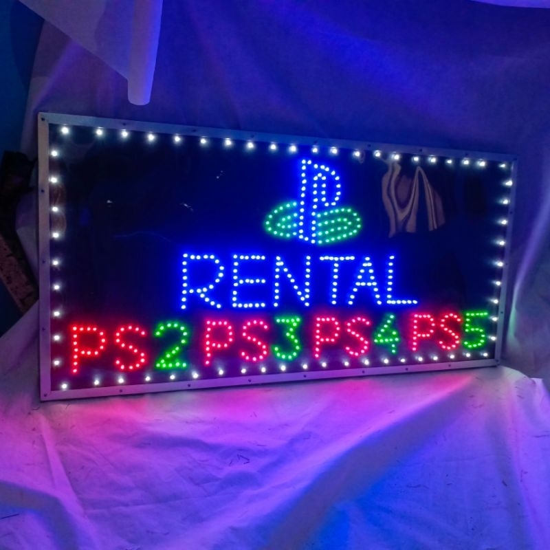 Jual tulisan lampu LED RENTAL PS2 PS3 PS4 PS5 dan logo PS ukuran besar ...