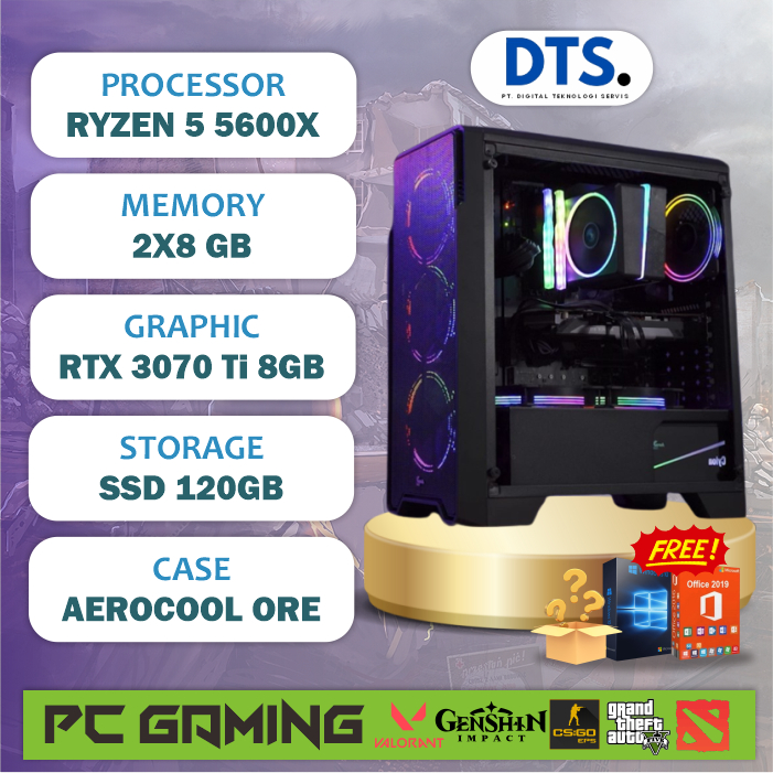 Jual PC Gaming | Ryzen 5 5600X | RTX 3070 Ti 8GB | 16GB RAM | SSD | RENDER | Shopee Indonesia