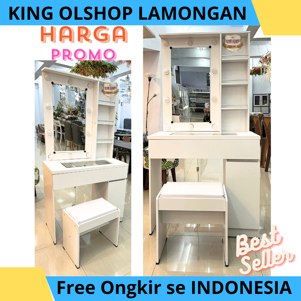 Jual Meja Rias MR 815 + Lampu Putih / Marble [LAMONGAN] | Shopee Indonesia