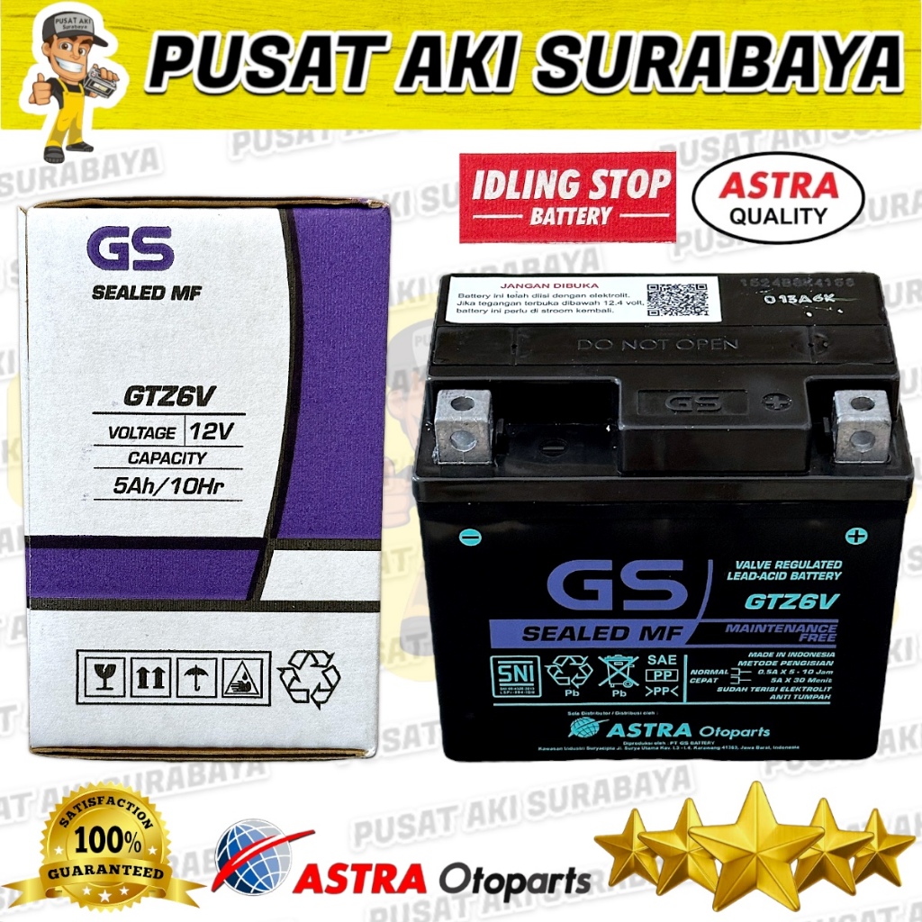 Jual AKI KERING ORIGINAL GS ASTRA GTZ6V SEPEDA MOTOR HONDA VARIO LED ...