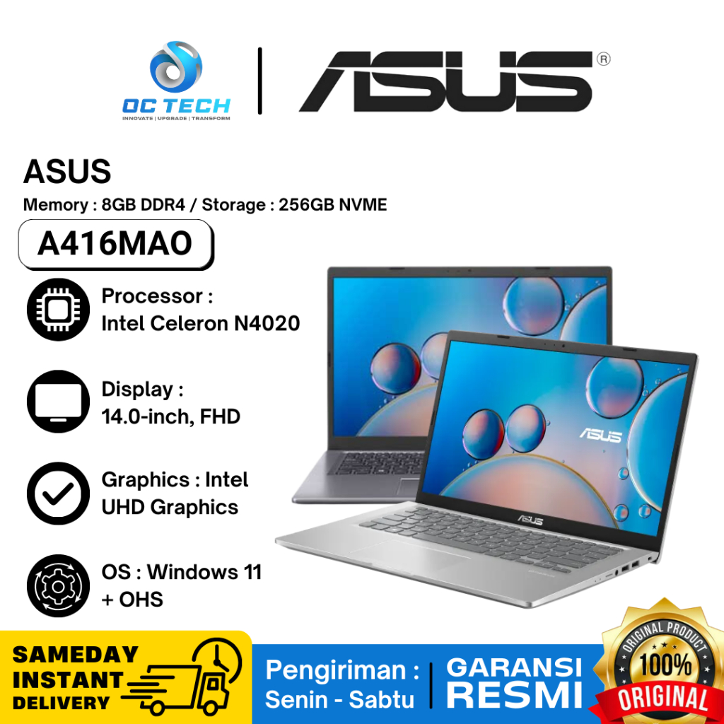 Jual Laptop ASUS VivoBook 14 A416MAO Intel Celeron N4020 8GB DDR4 256GB ...