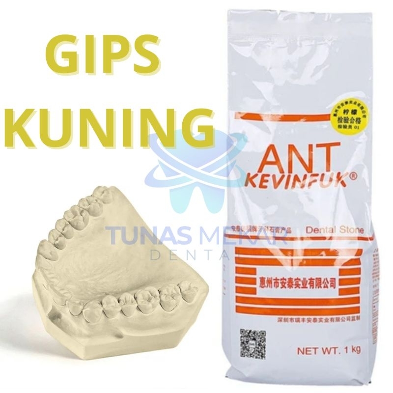 Jual Dental Gips Stone Gips Kuning Tipe III Bahan Cetak Plaster 1kg ...