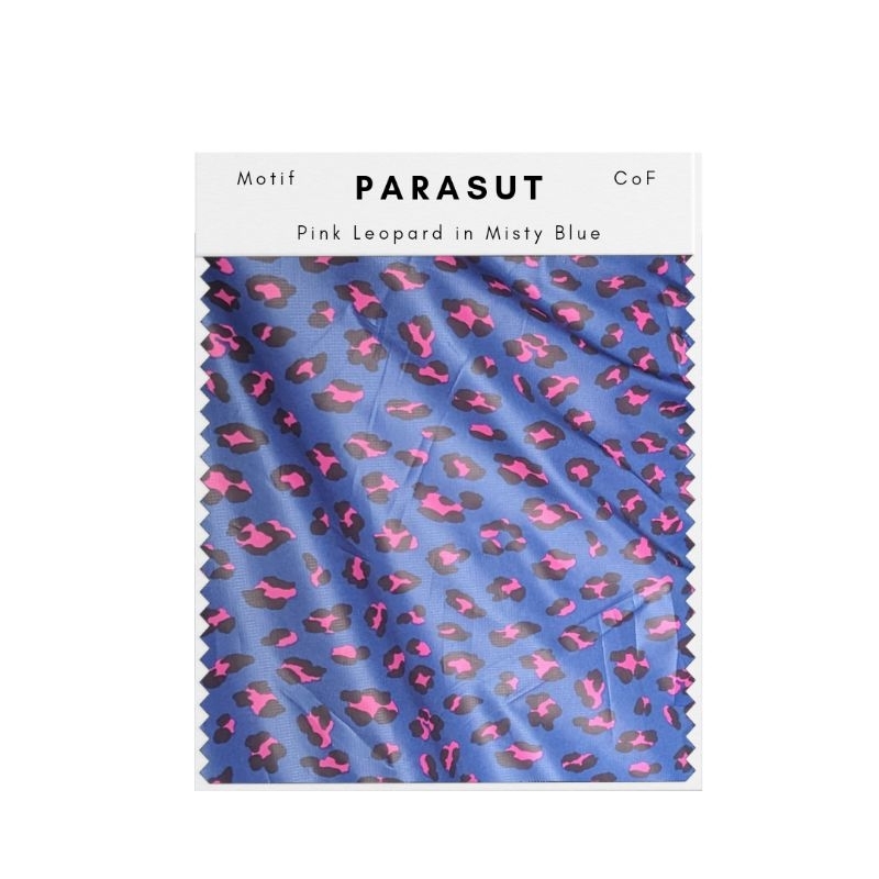 Jual Kain Bahan Parasut Motif Pink Leopard in Blue Misty | Shopee Indonesia