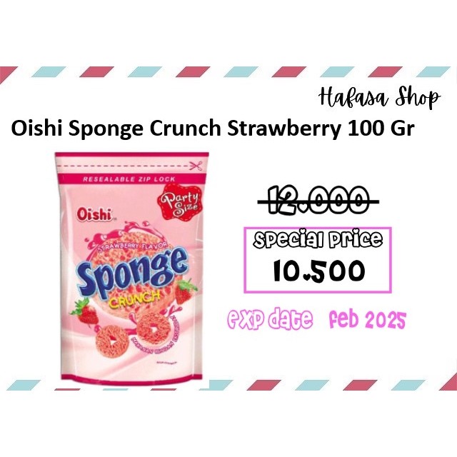 Jual Oishi Sponge Crunch Rasa Strawberry 100 Gr | Shopee Indonesia