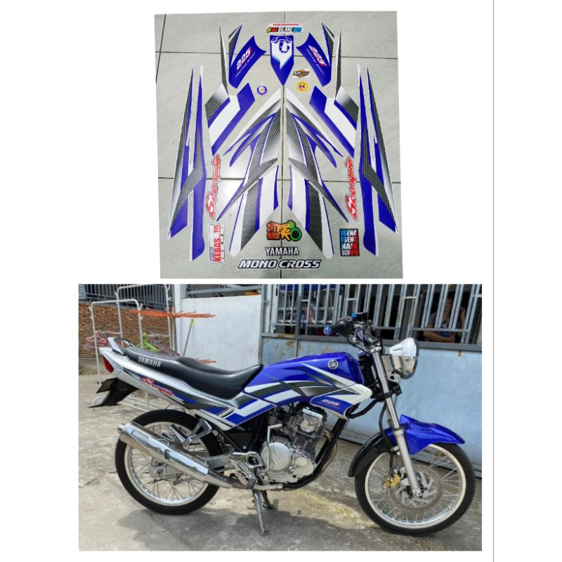 Jual stiker striping Scorpio Steko biru putih | Shopee Indonesia