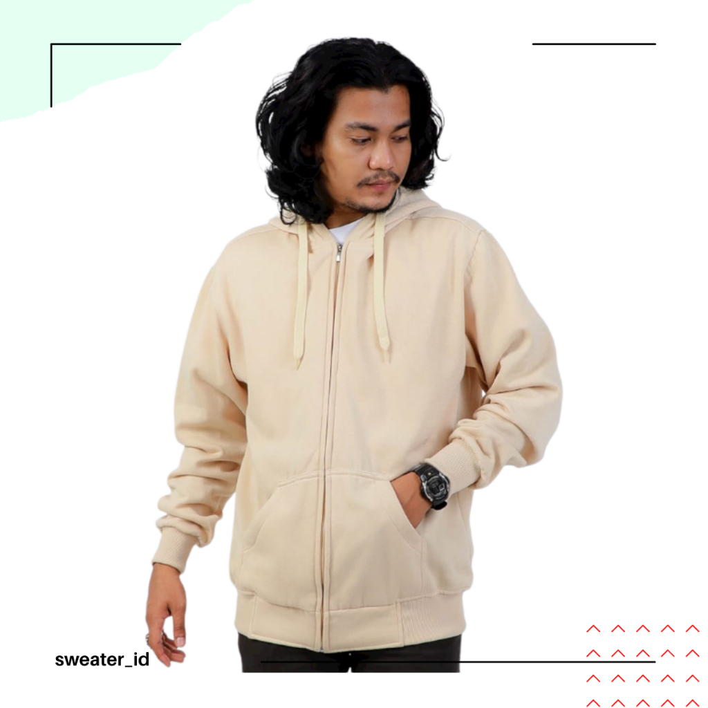 Jual SWEATER_ID Jaket Hoodie Zipper Olive Polos Unisex Fleece Tebal ...