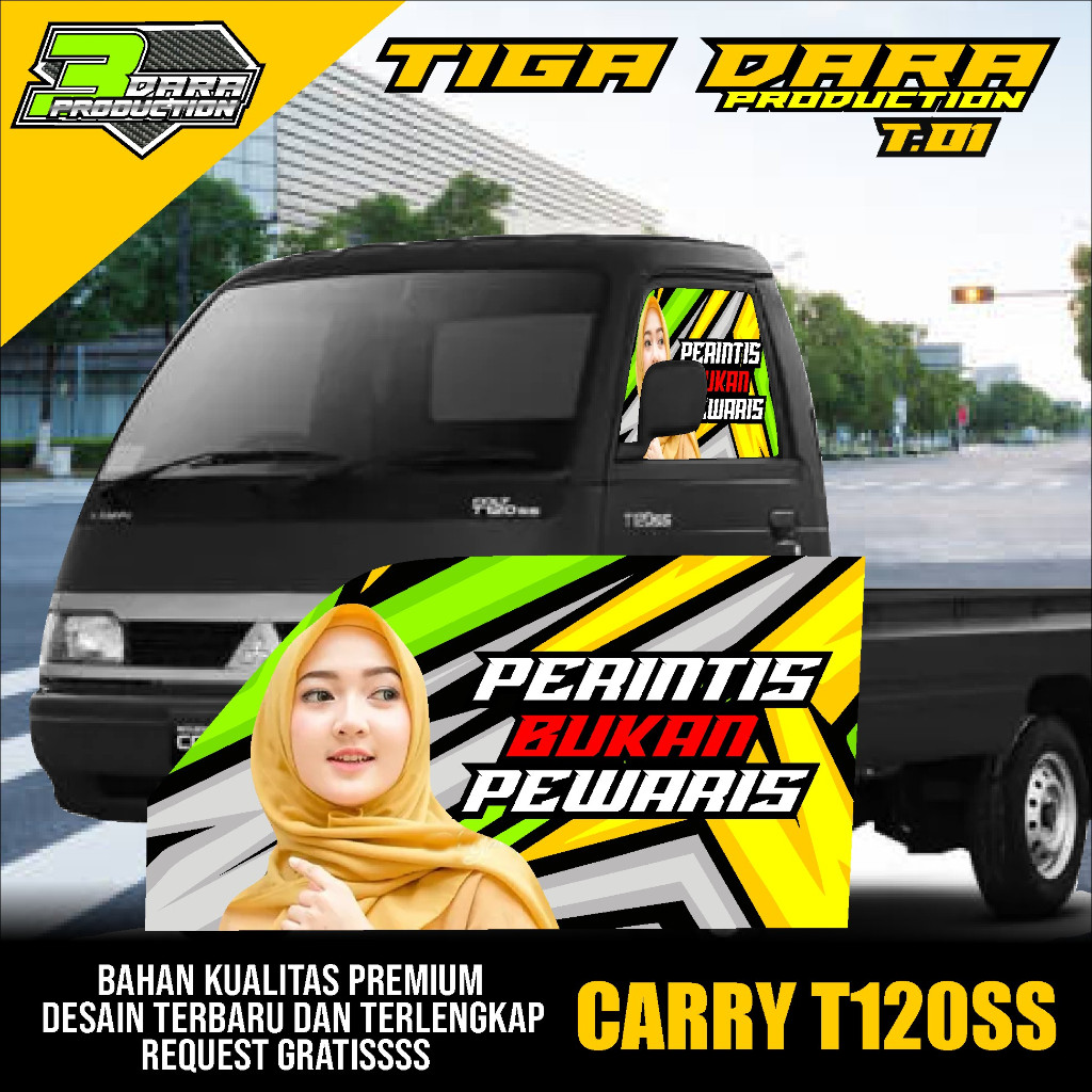 Jual Stiker One Way Mobil Carry T120SS Terbaru Desain simpel Tiga Dara ...