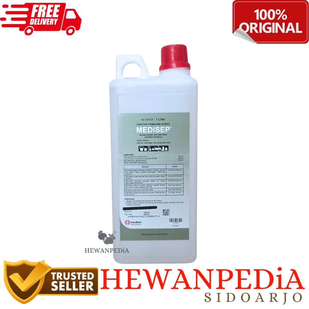 Jual MEDISEP 1 L 1 Liter - Antiseptik Desinfektan Kuman Bakteri Virus Jamur Aman Tubuh Hewan ...