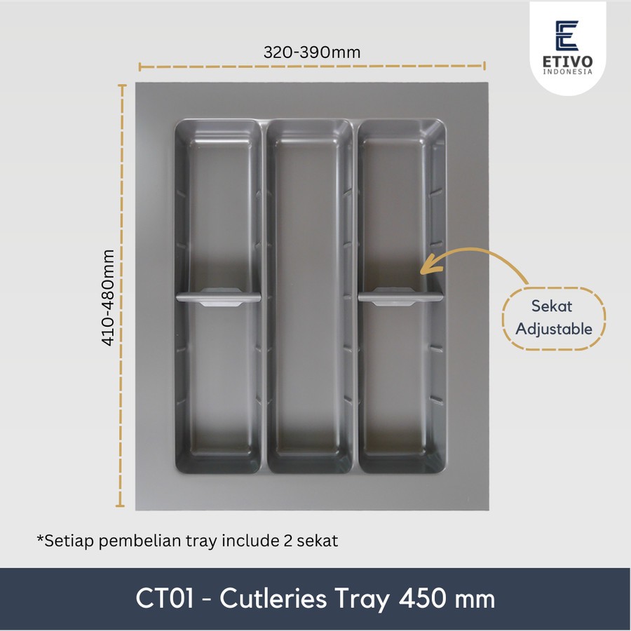 Jual Extra Sekat CT01 Etivo Cutleries Tray Adjustable Insert I Extra ...