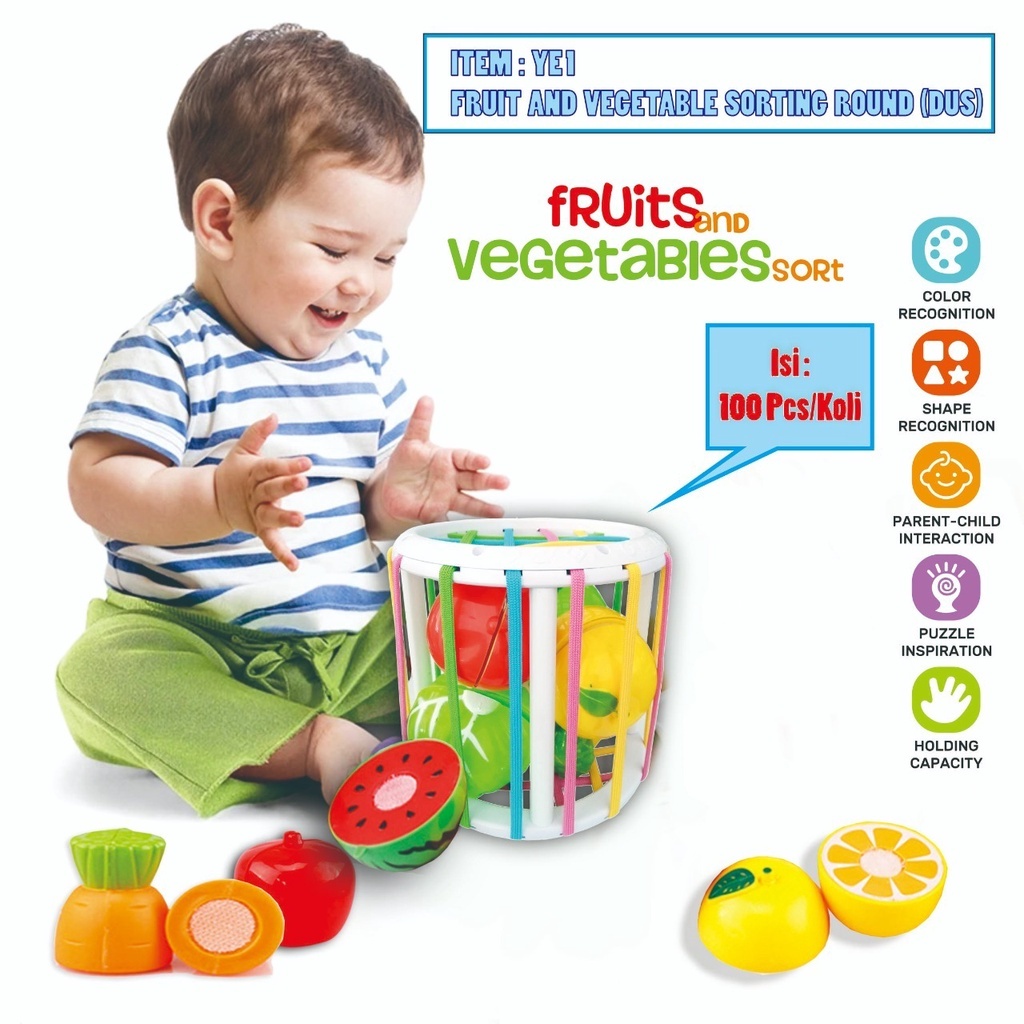 Jual MAINAN EDUKASI ANAK SORTIR BENTUK BUAH DAN SAYURAN / SHAPES ...