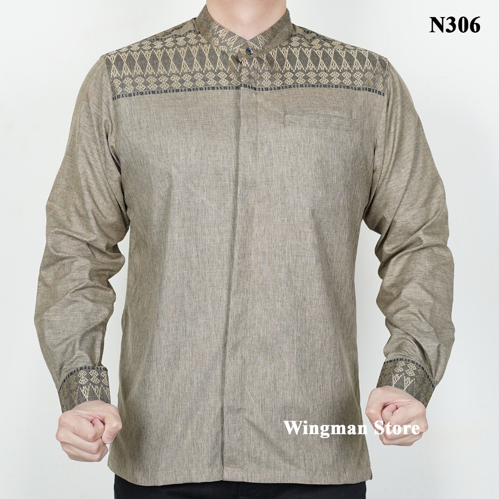 Jual Baju Koko Muslim Pria Songket Lengkap Lengan Panjang | Shopee ...