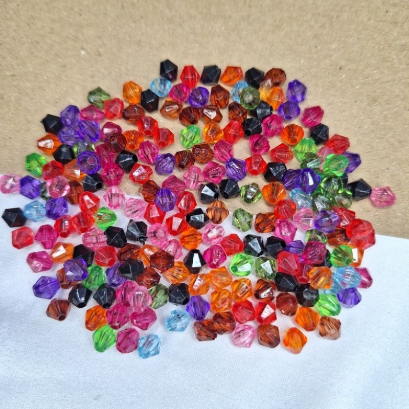 Jual Manik Diamond Bicone Warna Warni Mote Ceko Kerucut Transparan 6mm ...
