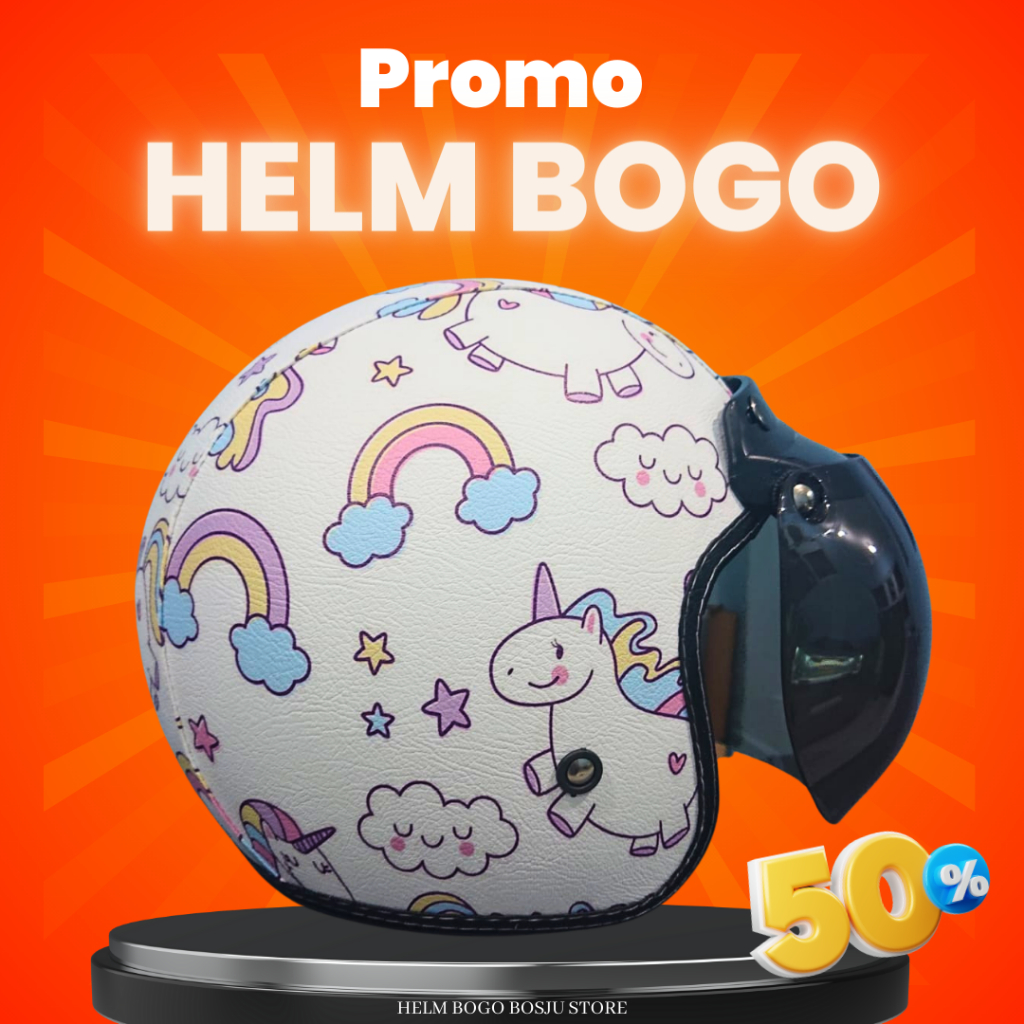 Jual Helm Bogo Motif Kuda Poni Unicorn | Custom Warna Nama | Helem ...