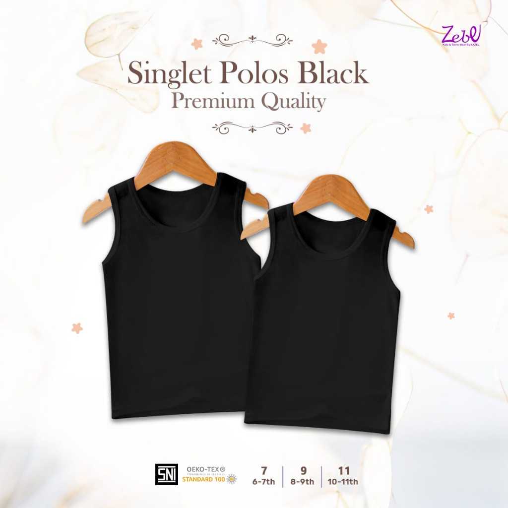 Jual 3 PCS Kazel Singlet Kaos Dalem Adem (0 sd 12 Tahun) Warna / Putih / Seri Denim Half / Black ...