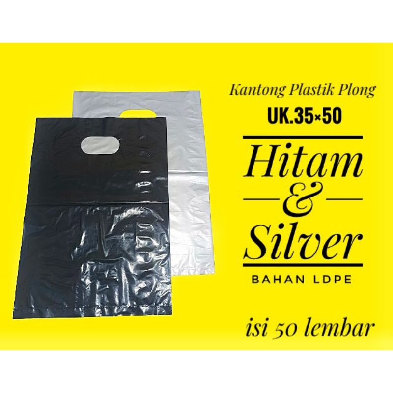 Jual Kantong Plastik LDPE uk.35×50 Plong Hitam dan Silver/Kantong ...