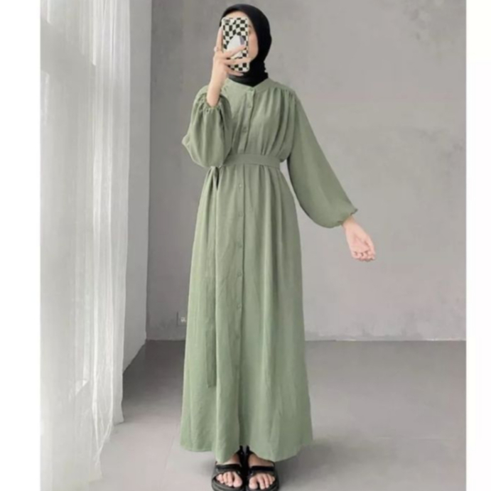 Jual LOCA DRESS GAMIS FULL KANCING CRINKLE AIRFLOW LD 110 GAMIS LEBARAN ...