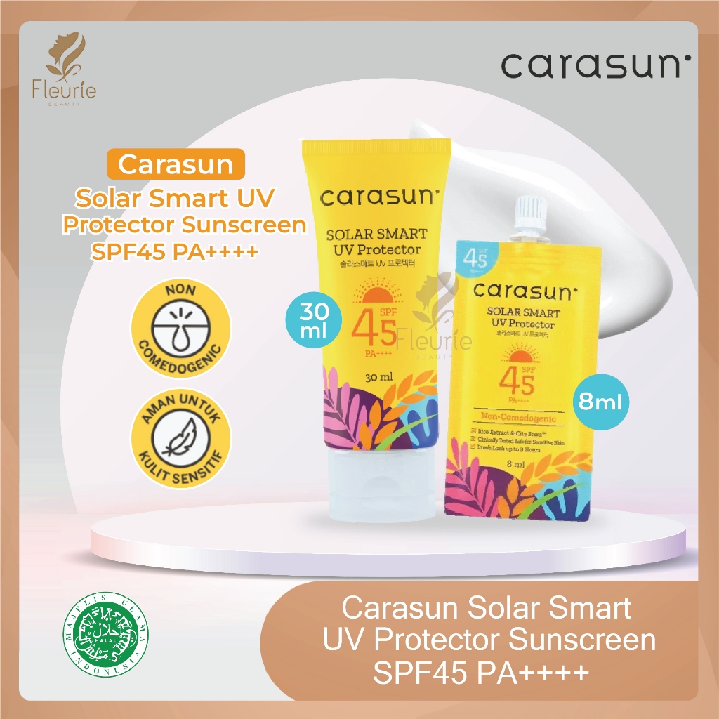 Jual Carasun Solar Smart UV Protector Sunscreen SPF45 PA++++ 8ml 30ml 70ml - Sunscreen | Shopee ...