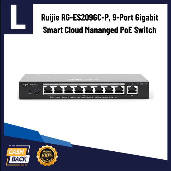 Jual Ruijie RG-ES209GC-P, 9-Port Gigabit Smart Cloud Mananged PoE ...