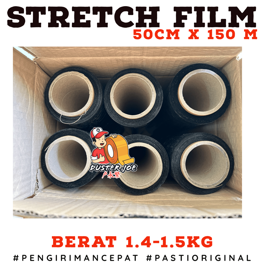 Jual Plastik Wrapping HITAM Sinar Ross 50cm x 150m Stretch Film PER 1 ...