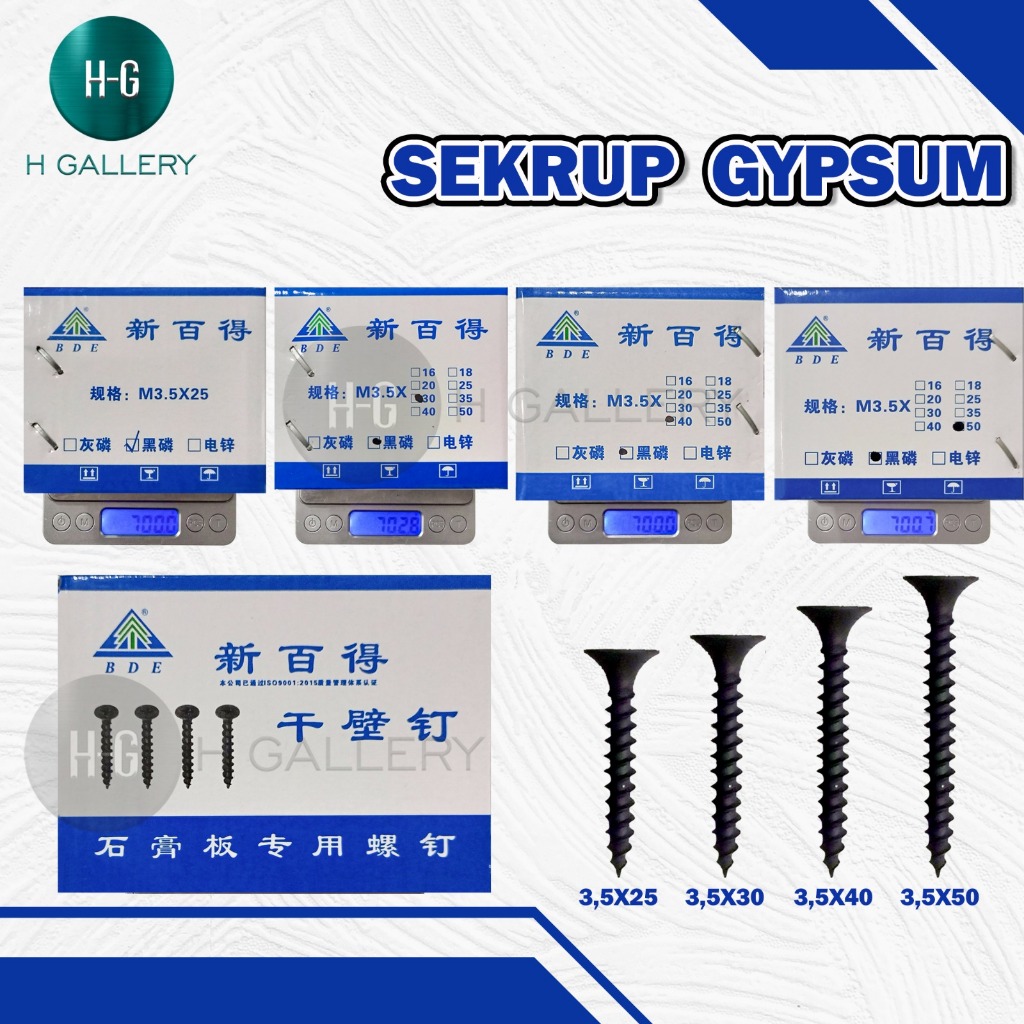 Jual BDE SEKRUP GYPSUM/DRYWALL SCREW/BAUT GYPSUM 5 CM / 2 " - 700 GRAM *S | Shopee Indonesia