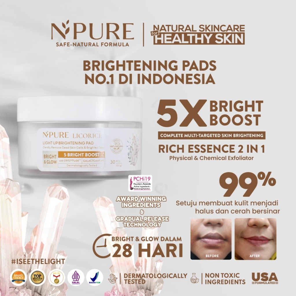 Jual NPURE Brightening Exfoliating Pad Licorice / Light Up / Kapas ...