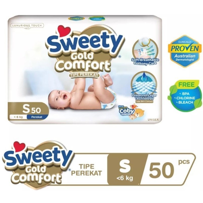 Jual Sweety Gold Comfort S 50 Sweety Gold S50 Sweety Perekat Popok Bayi ...