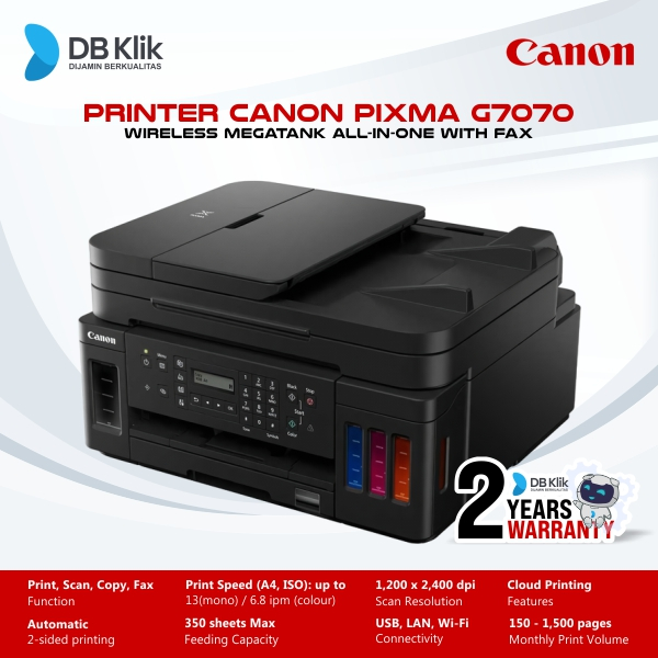 Jual Printer CANON G7070 Print Scan Copy Fax WiFi Ink Tank | Shopee ...