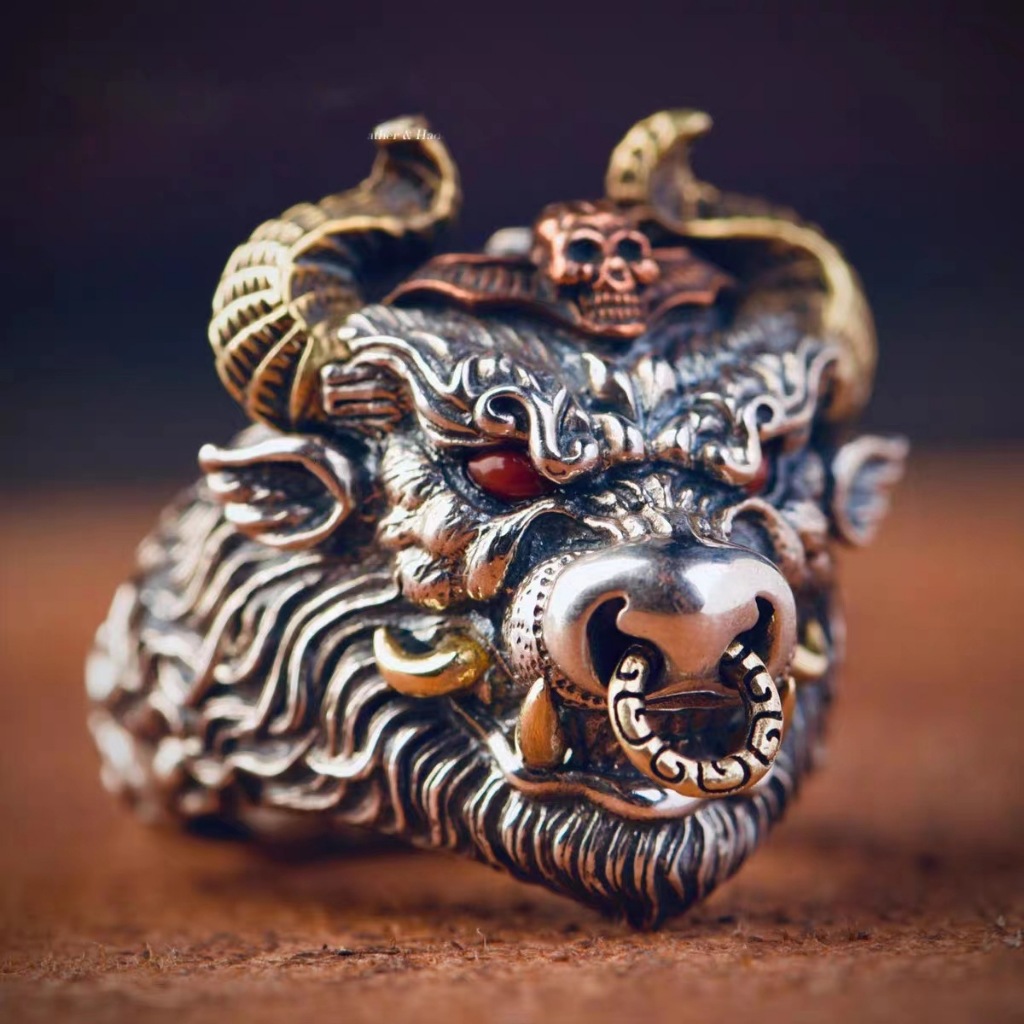 Jual Cincin Pria Desain Kepala Raja Banteng / King of Buffallo Ring ...