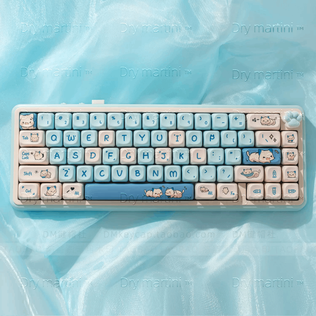 Jual Bijou LUCY LC142 Cute Angry Cat Blue PBT 142 keys XDA Keycap Set ...