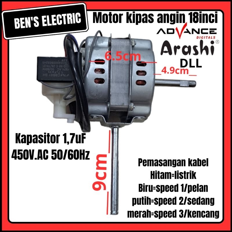 Jual motor / mesin / dinamo kipas angin Advance, arashi 18 inci ...