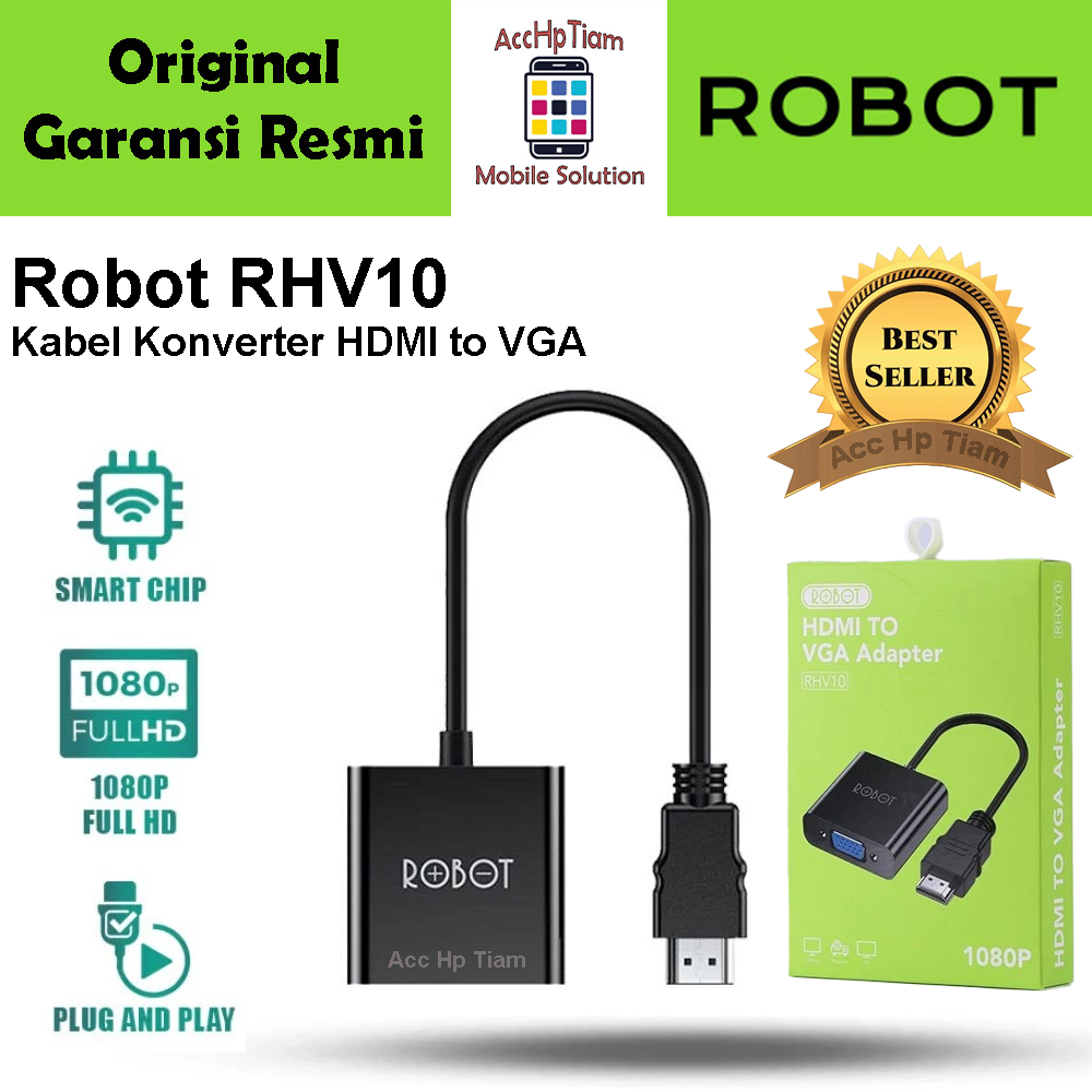 Jual Konverter HDMI to VGA Robot RHV10 Converter Adapter 1080P (Without ...