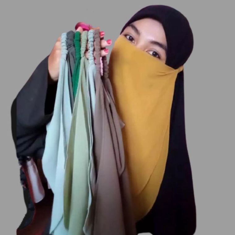 Jual New Stock Cadar Niqob Nikab Niqab Purdah Tali Karet Dua Layer Karet Tanpa Jahitan di Bawah ...