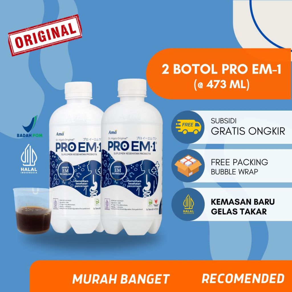 Jual PROEM-1 Probiotik, 2 Botol Besar @473ml, 100% Asli, Bersertifikat ...