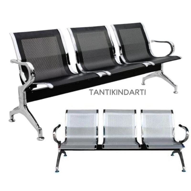 Jual KURSI, BANGKU STAINLES 3 SEAT, 3 DUDUKAN HITAM, SILVER, KURSI BESI ...