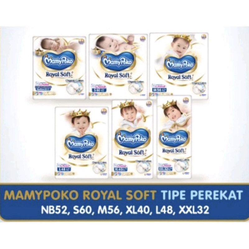 Jual MamyPoko Royal Soft Perekat NB62/ S60 / M56 / L48 / XL40/XXL32 | Shopee Indonesia