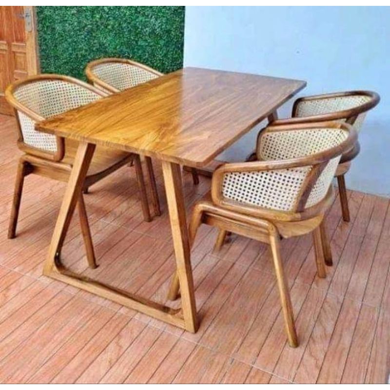 Jual SET MEJA MAKAN CAFE ROTAN CLEOPTRA KAYU JATI | KURSI CAFE CLEOPATRA KAYU JATI | SET MEJA ...