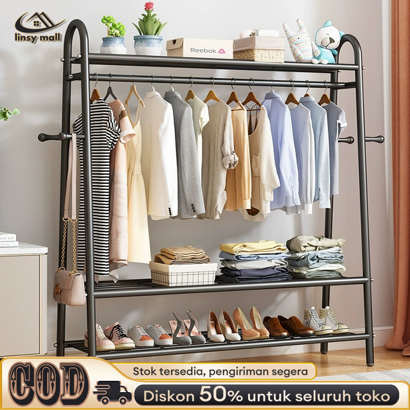 Jual Rak Gantungan Baju Triangle Stand Hanger Dengan 4 Hook Rak Baju ...